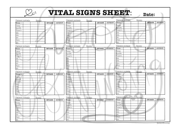 Vital Signs Chart Sheet
