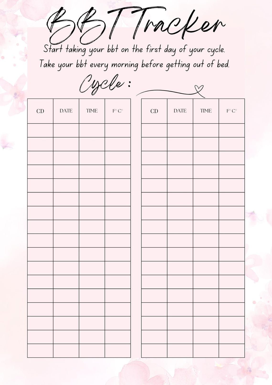 Ovulation Test Strip Tracker, Ovulation Tracker Printable, BBT Tracker ...