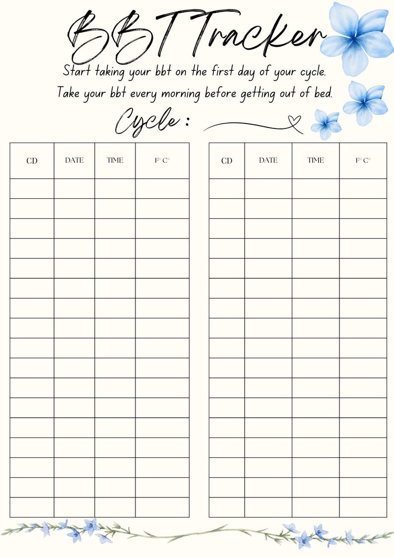 Ovulation Test Strip Tracker, Ovulation Tracker Printable, BBT Tracker ...