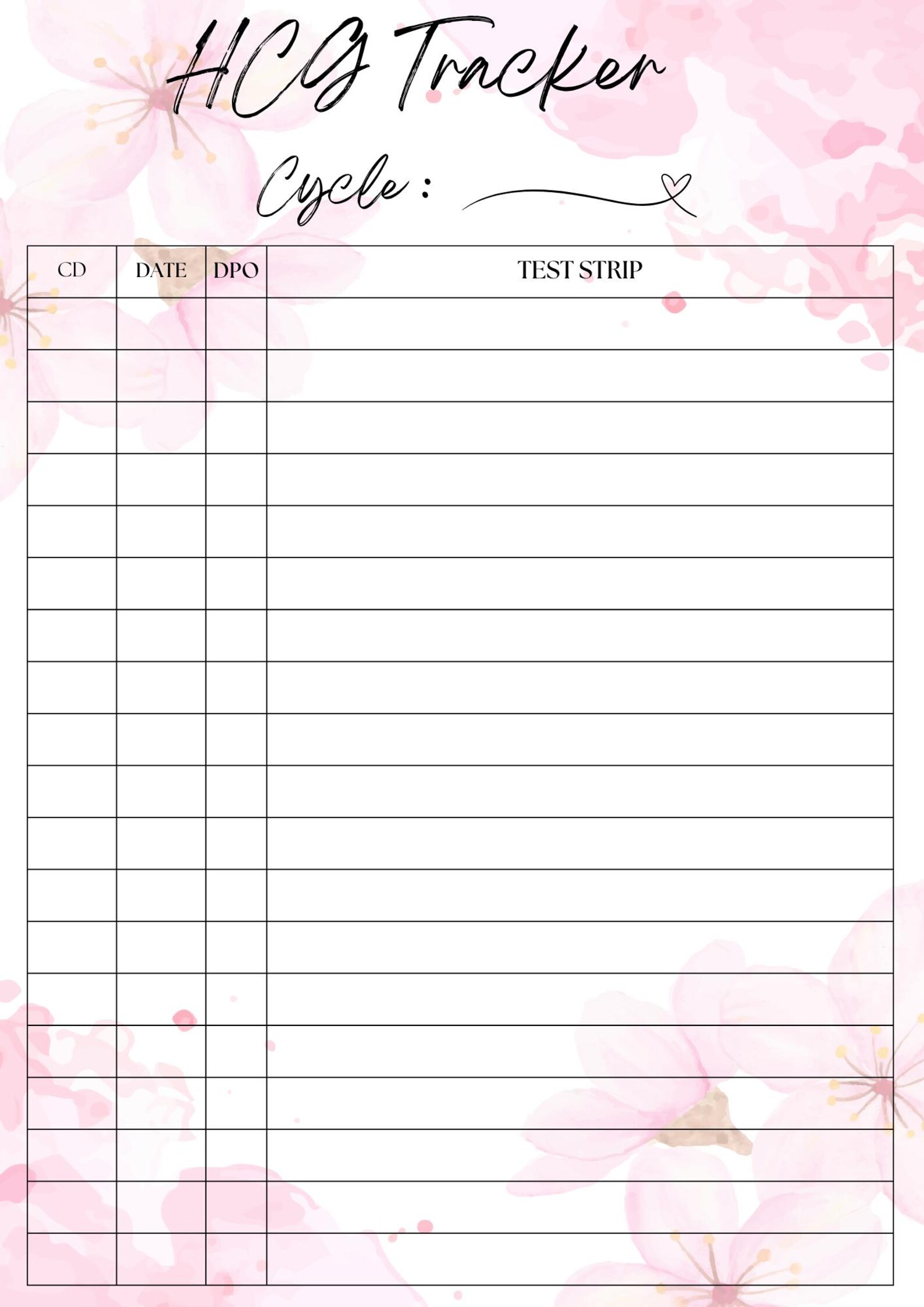 Ovulation Test Strip Tracker, Ovulation Tracker Printable, BBT Tracker ...