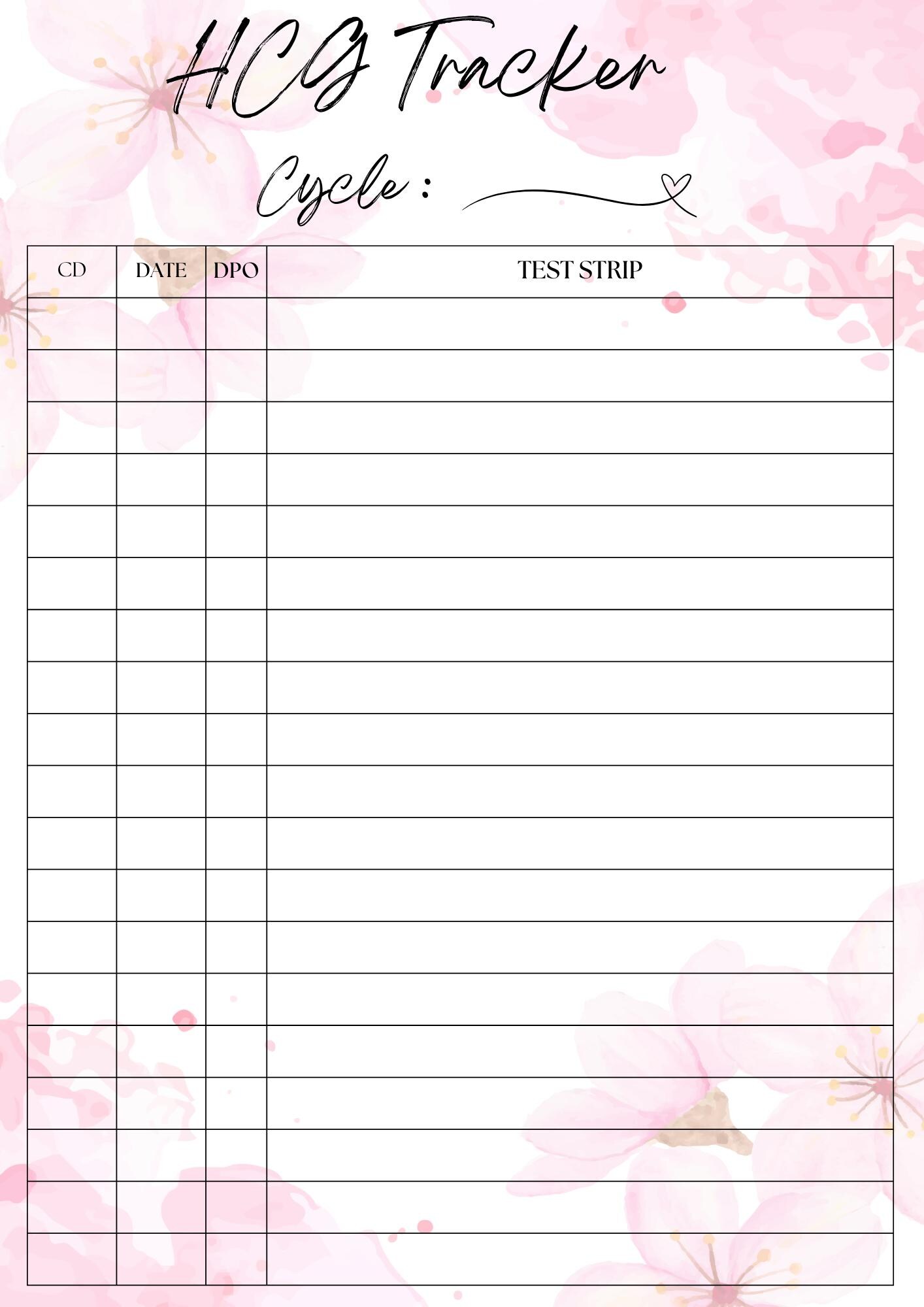 Ovulation Test Strip Tracker, Ovulation Tracker Printable, BBT Tracker ...
