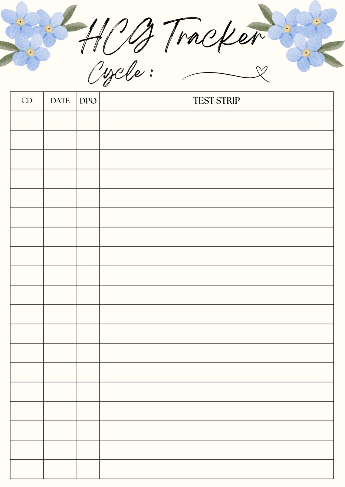 Ovulation Test Strip Tracker, Ovulation Tracker Printable, BBT Tracker ...