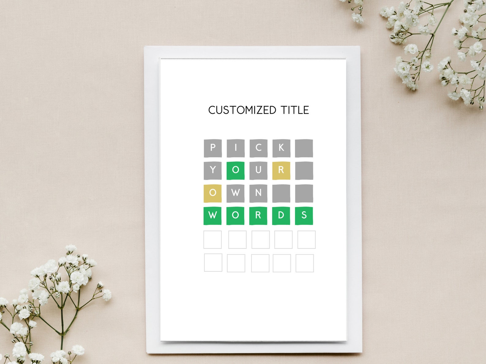 Custom Wordle Card, Wordle Card Printable Friend, Custom Digital Card ...