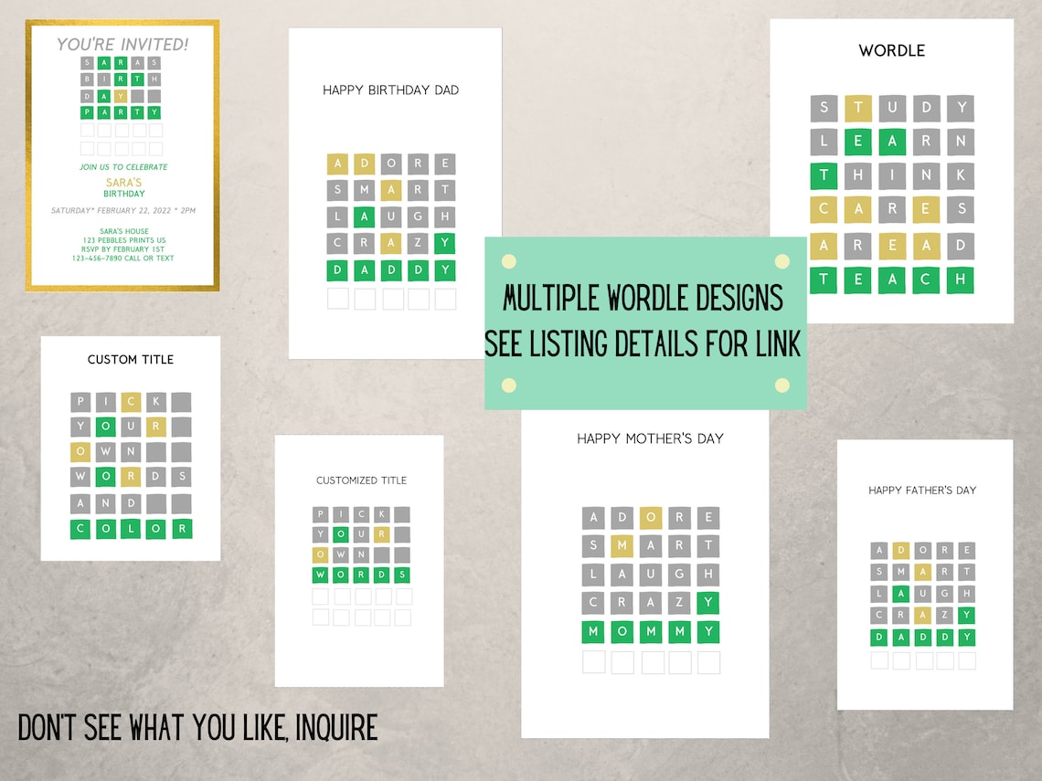 Custom Wordle Card, Wordle Card Printable Friend, Custom Digital Card ...