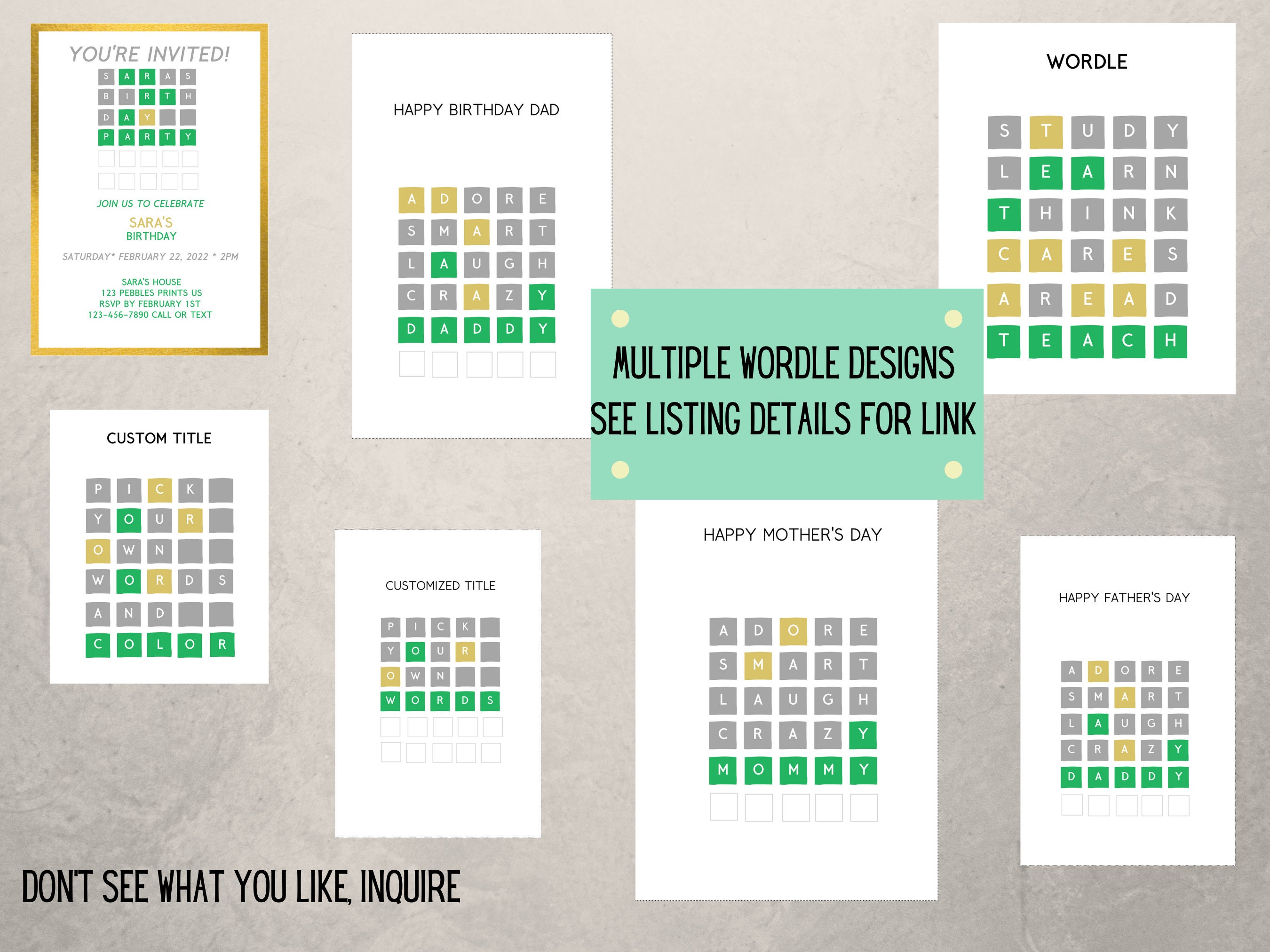 Custom Wordle Card, Wordle Card Printable Friend, Custom Digital Card ...