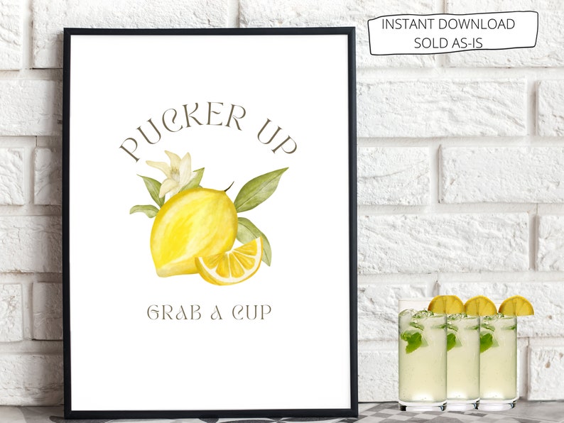 Pucker up and Grab a Cup Sign Drink Sign for Bridal Shower - Etsy