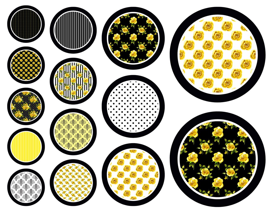 Printable Yellow and Black Roses Junk Journal, Ephemera, Scrapbooking ...