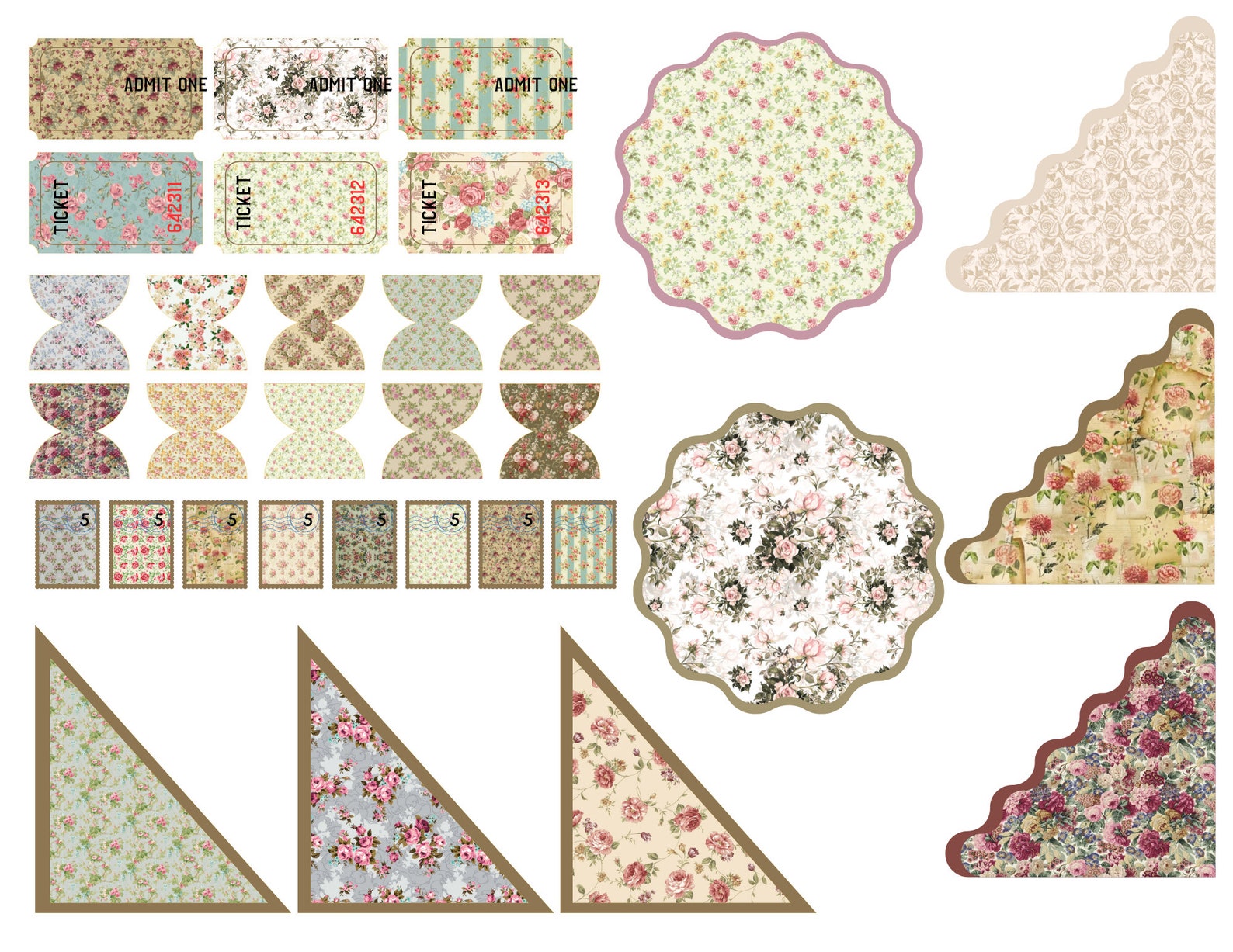 Printable Shabby Calico Junk Journal Scrapbooking Kit Matching ...