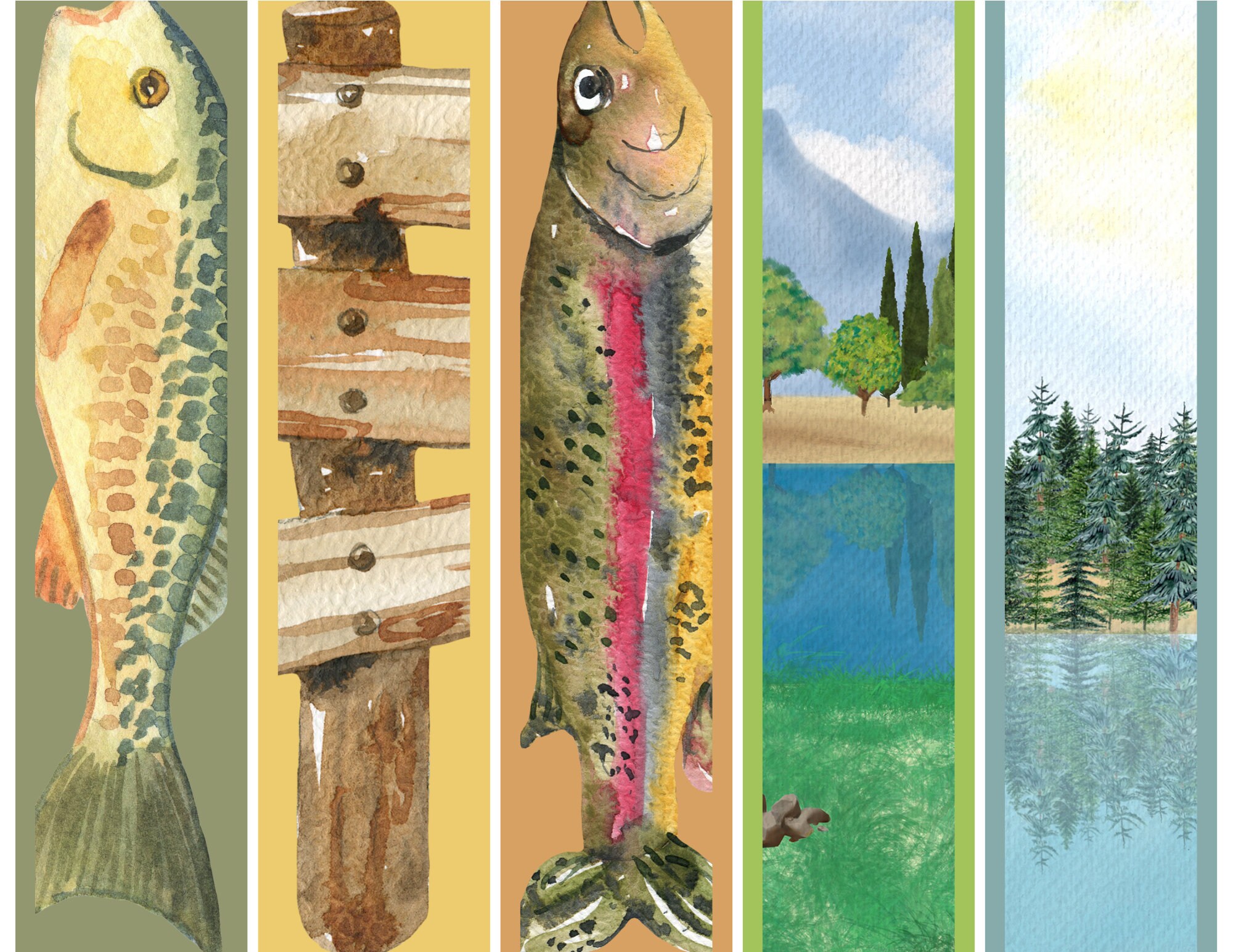 Printable Fishin' Hole Junk Journal Scrapbook Kit Matching Coordinated ...