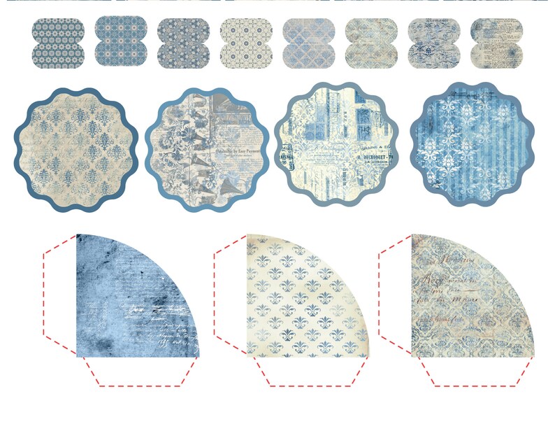 Printable Blue Serenity Junk Journal Scrapbook Kit Matching Coordinated ...