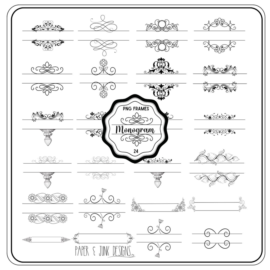 24 Stylized Monogram Boxes for Printables Ornaments, T-shirts, House ...