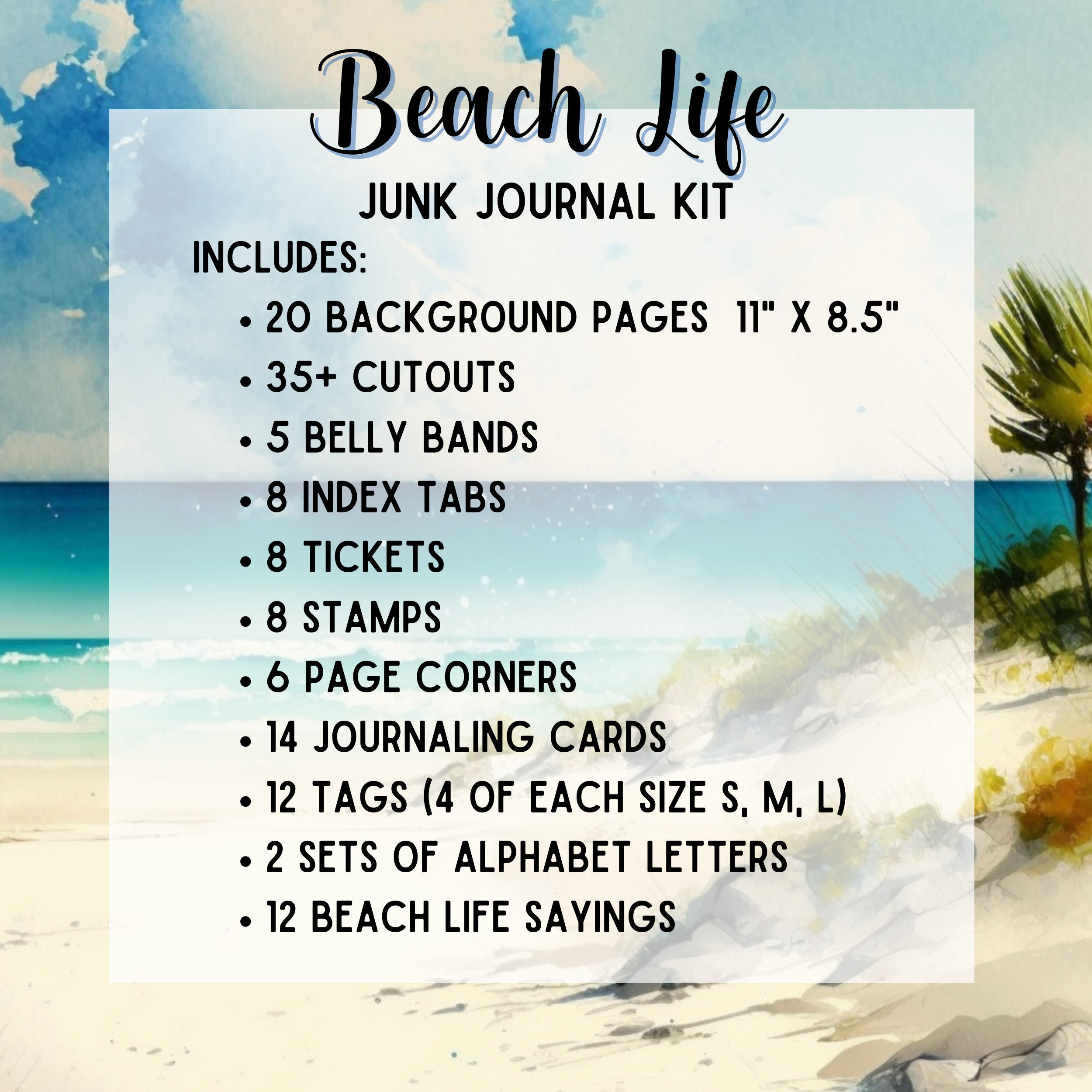 Printable Beach Life Oceanside Junk Journal Scrapbooking Kit Matching ...