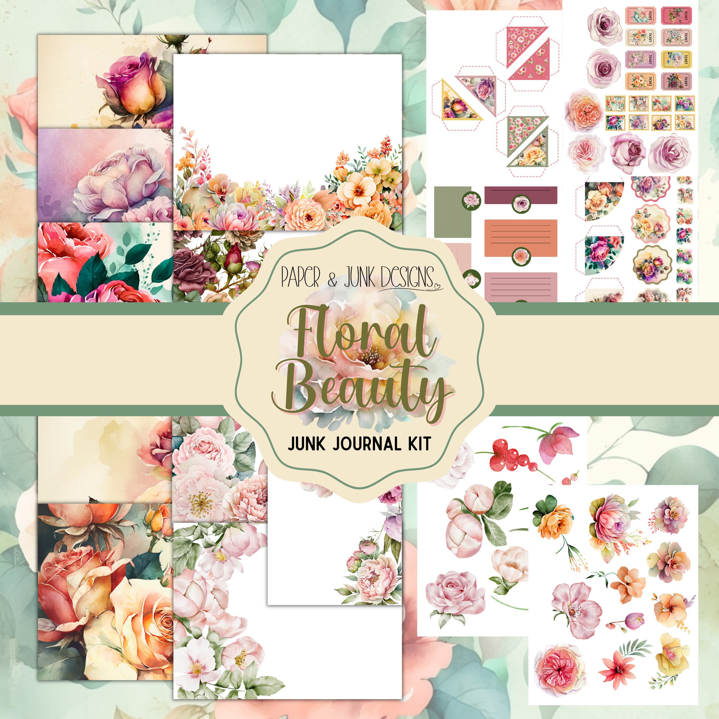 Printable Floral Beauty Junk Journal Scrapbook Kit Matching - Etsy