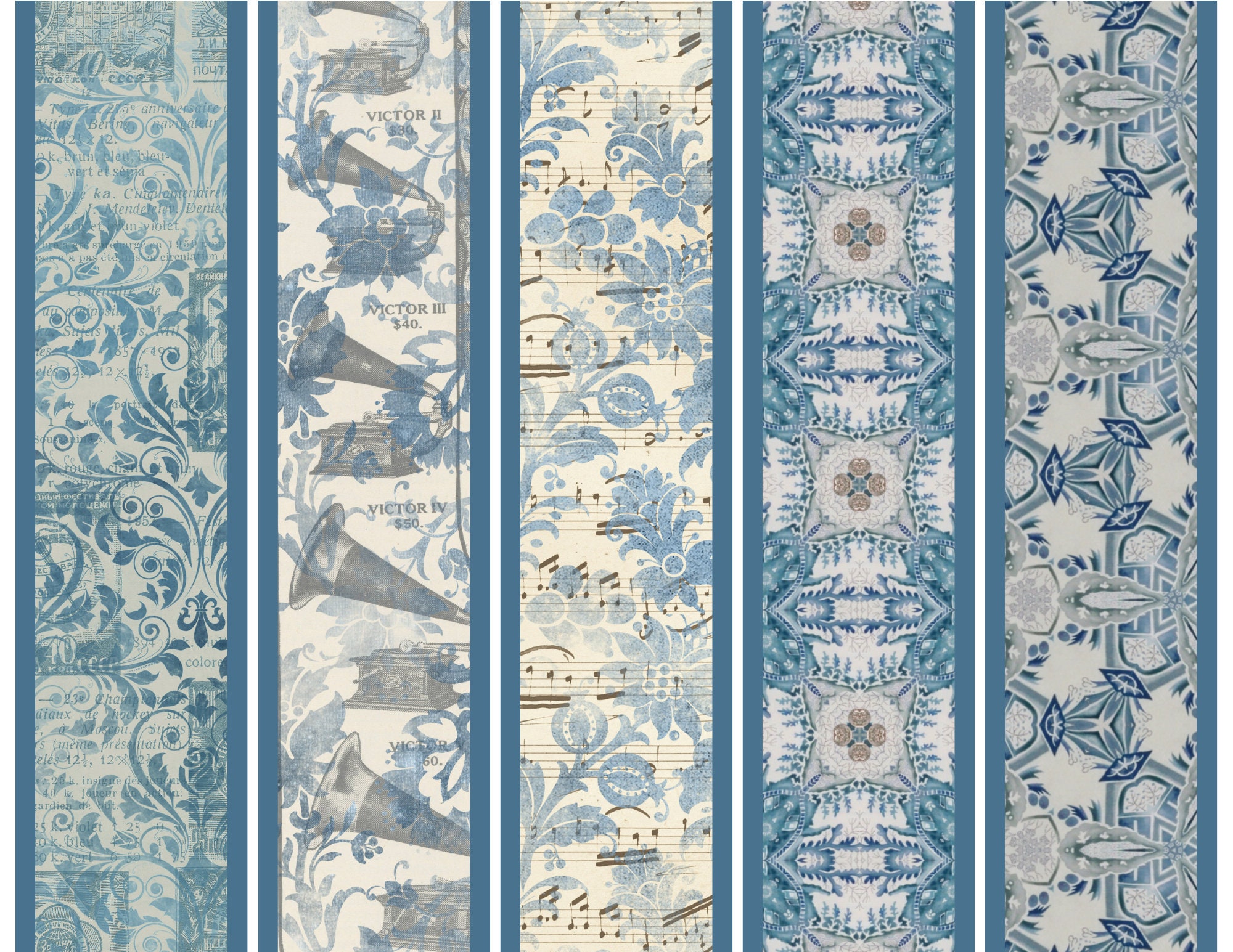 Printable Blue Serenity Junk Journal Scrapbook Kit Matching Coordinated ...