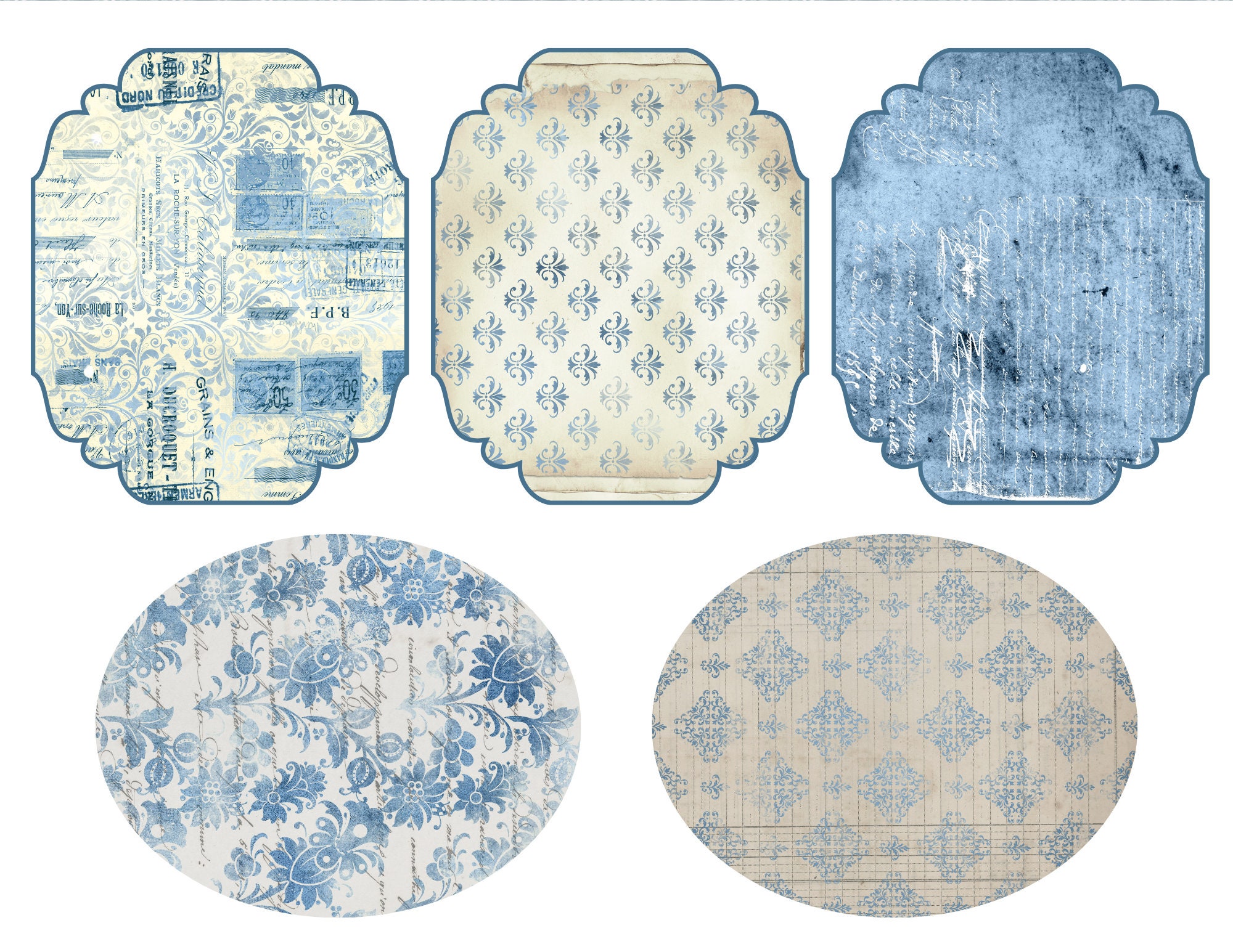 Printable Blue Serenity Junk Journal Scrapbook Kit Matching Coordinated ...