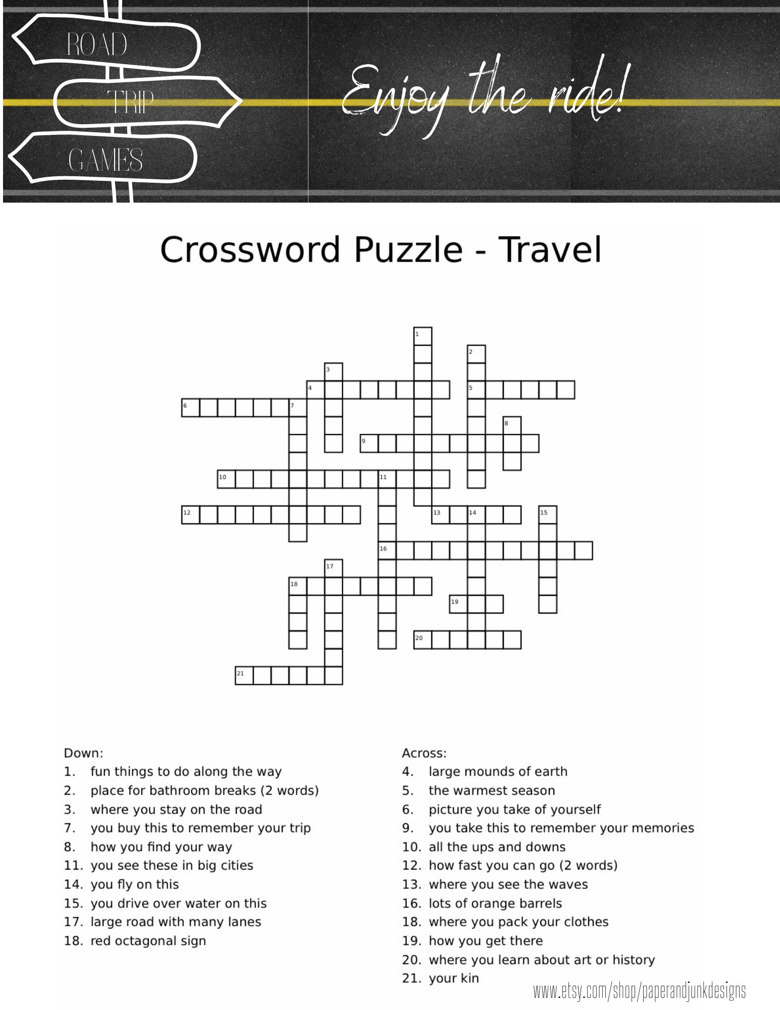 Printable Road Trip Vacation Fun and Games Pack - Etsy