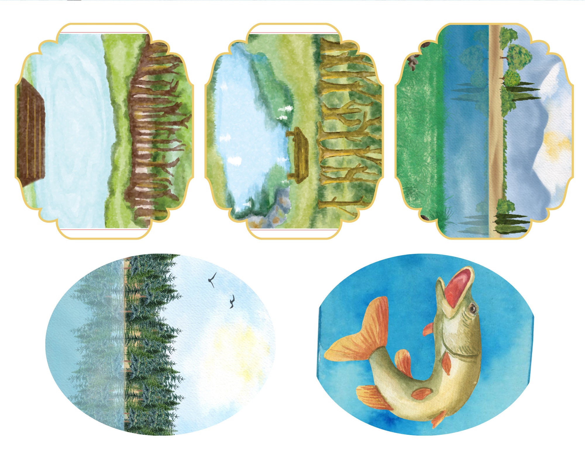 Printable Fishin' Hole Junk Journal Scrapbook Kit Matching Coordinated ...