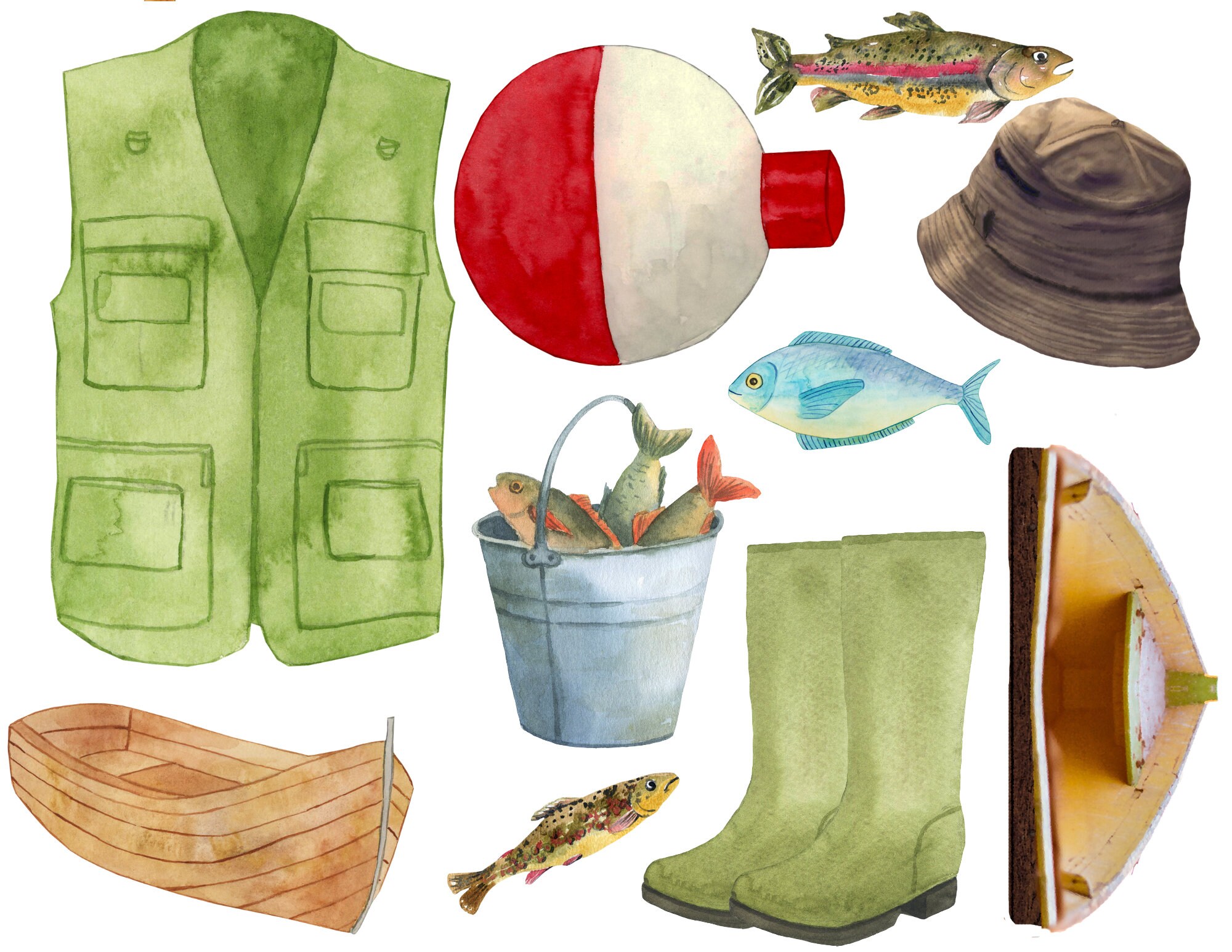 Printable Fishin' Hole Junk Journal Scrapbook Kit Matching Coordinated ...