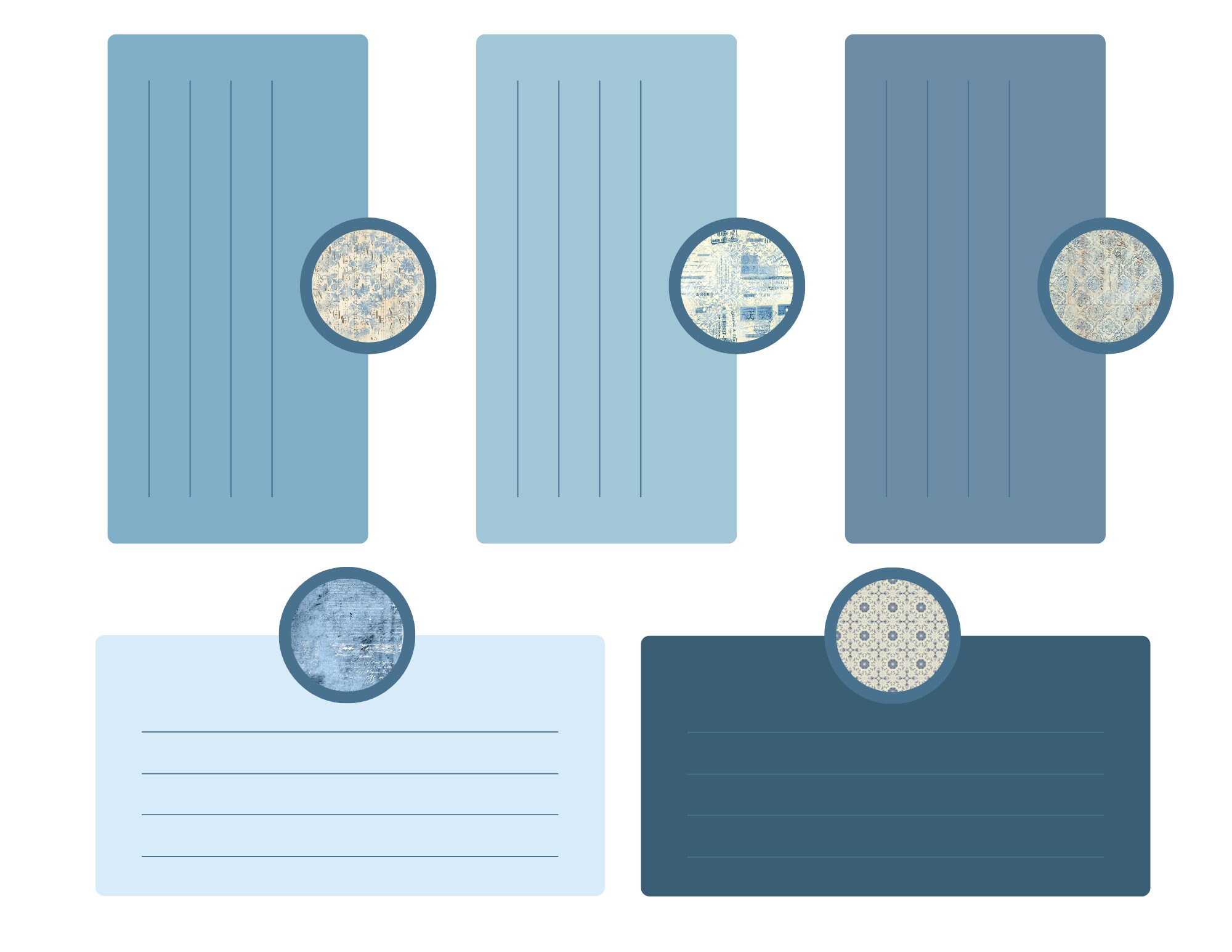 Printable Blue Serenity Junk Journal Scrapbook Kit Matching Coordinated ...