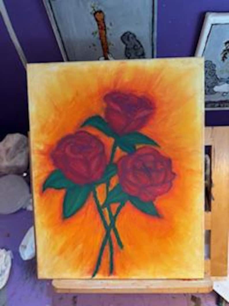 Rose Painting- Oil Pastel - Etsy