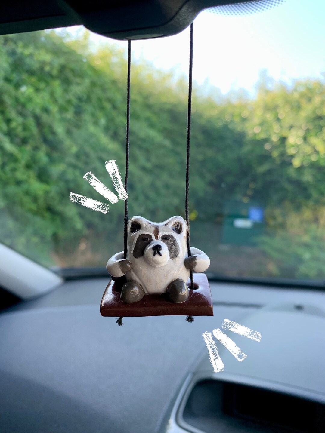 Swinging Raccoon Car Figurine, Cute Car Accessory, Animal Lover Gift ...