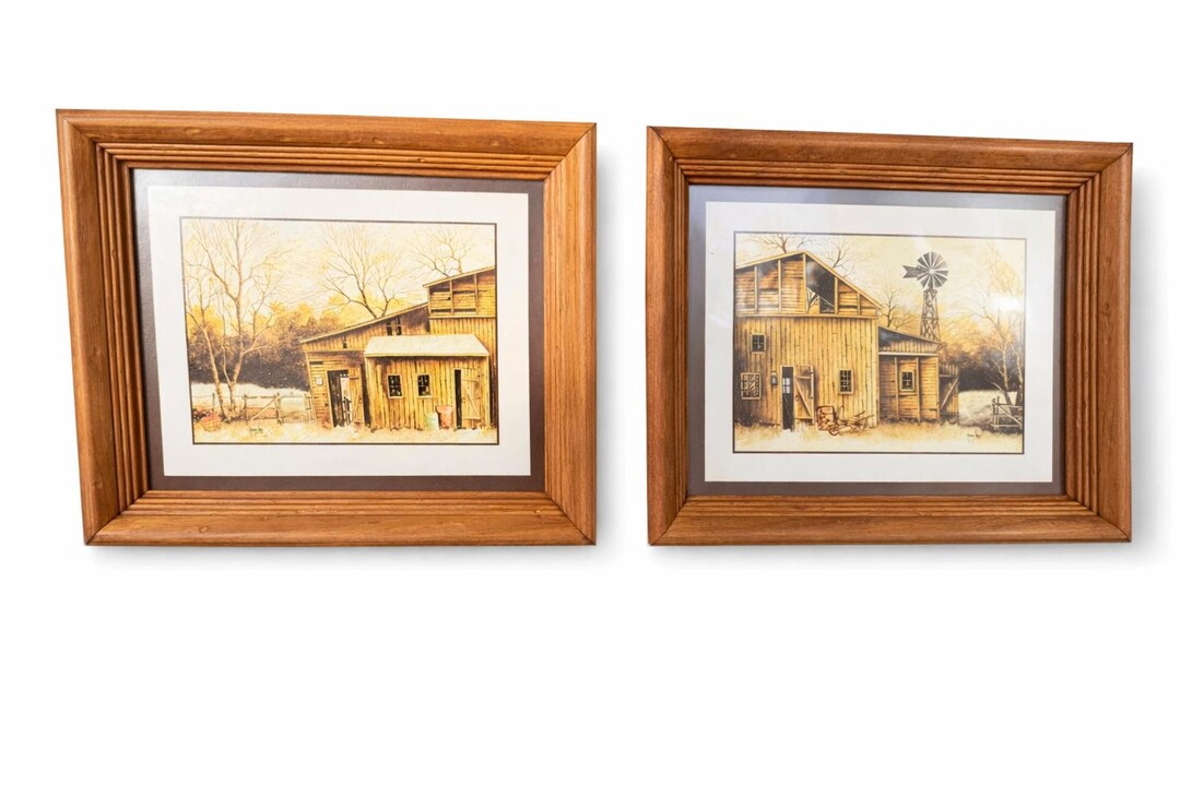 Vintage Robert Nidy Rustic Barn & Windmill Framed Art Set (new in Box ...