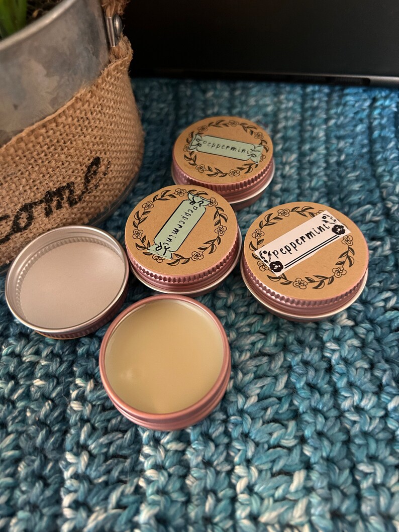 Bundle of Two Peppermint Lip Balm Tins, Moisturizing Lip Balm, Natural ...