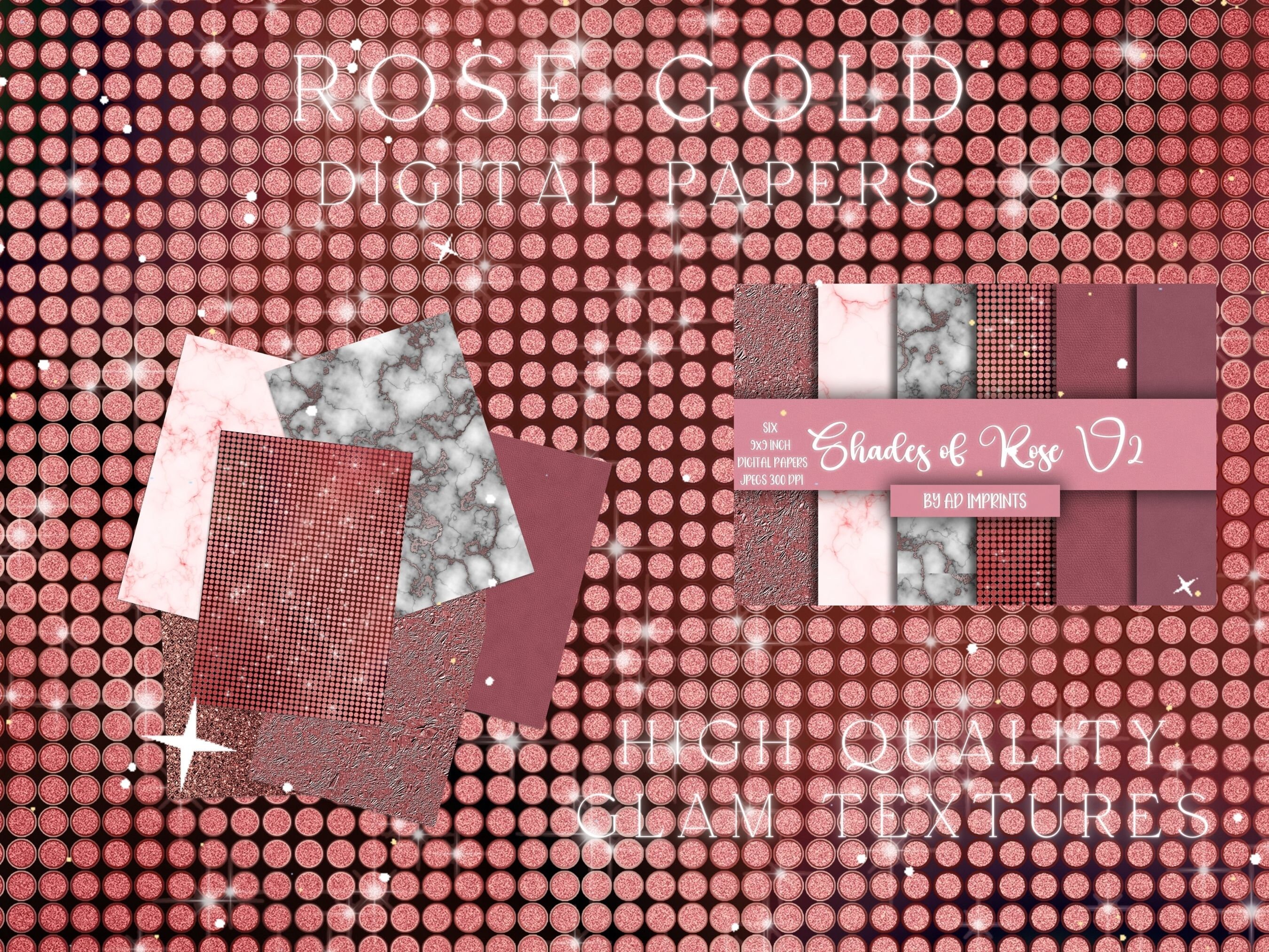Rose Gold Digital Paper Pack V2 Rose Gold Glam Texture - Etsy