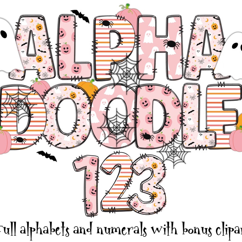 Halloween Doodle Alphabet - Etsy