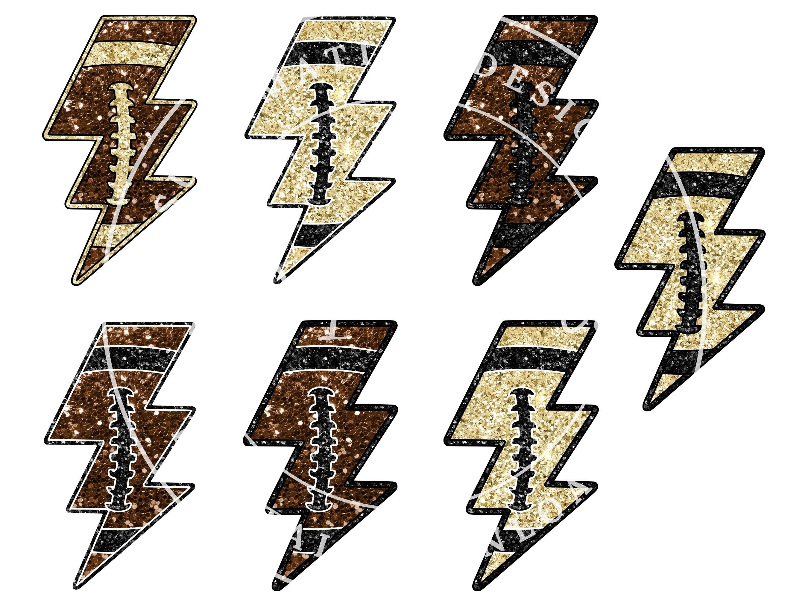 Football Lightning Bolt PNG Bundle Glitter Lightning Bolt Clipart ...