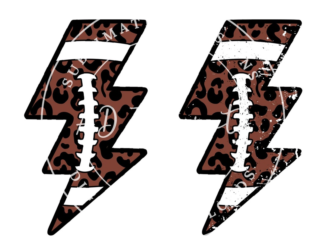Leopard Print Football Lightning Bolt PNG, Distressed Cheetah Football ...