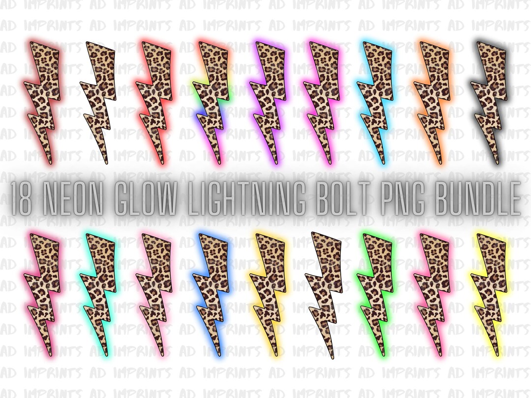 Neon Glow Leopard Lightning Bolt Bundle Leopard Bolt Png - Etsy