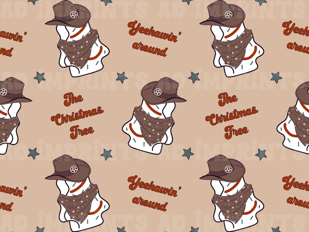Western Christmas Seamless Pattern Cowboy Seamless Repeat Pattern Tree ...