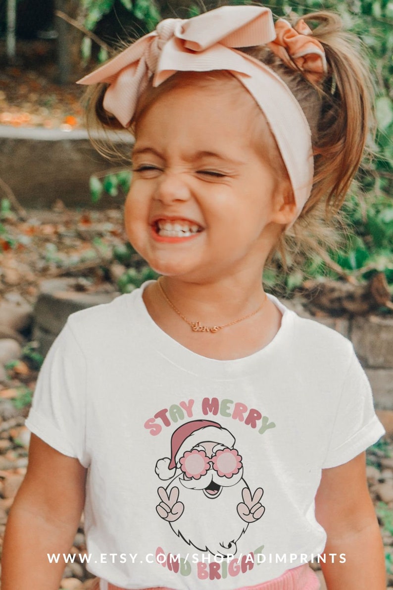 Stay Merry and Bright SVG Boho Santa PNG Groovy Christmas - Etsy