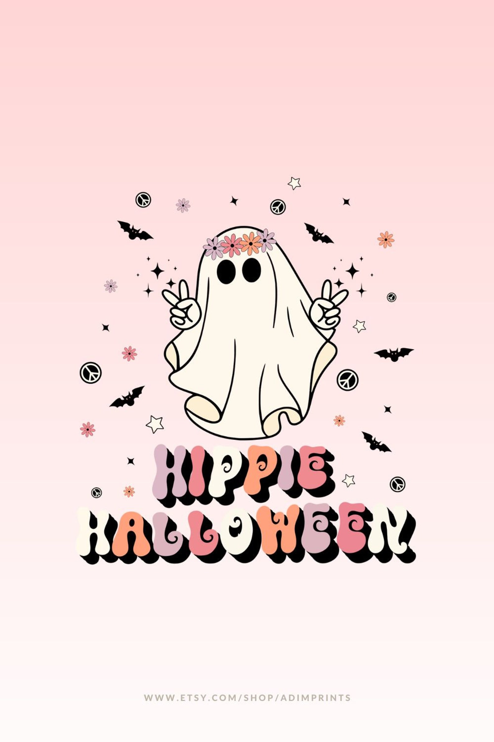 Hippie Halloween PNG | Cute Ghost PNG | Spooky Season Png | Retro ...