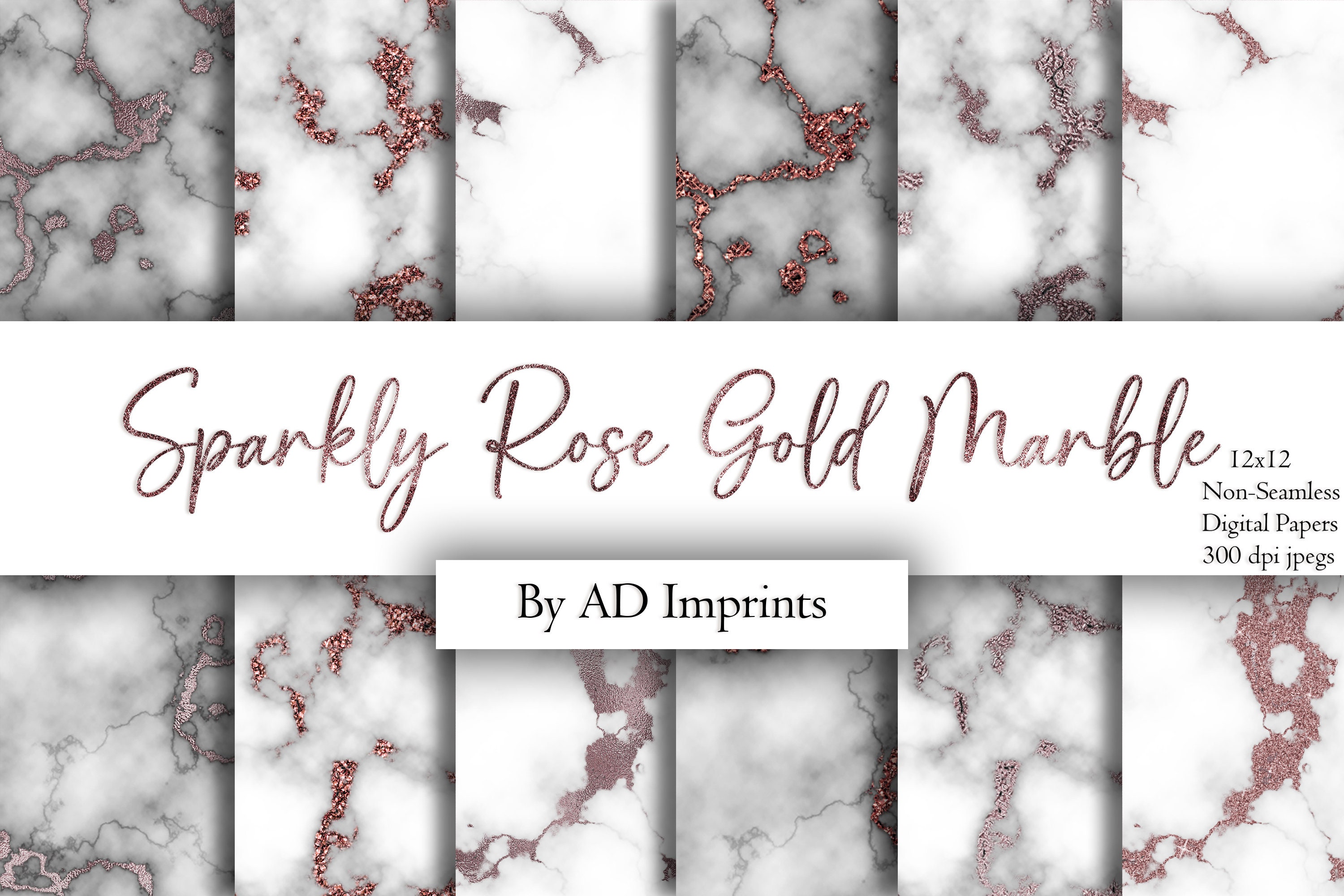 Rose Gold Marble Digital Paper Bundle | Realistic Marble Texture Pack ...