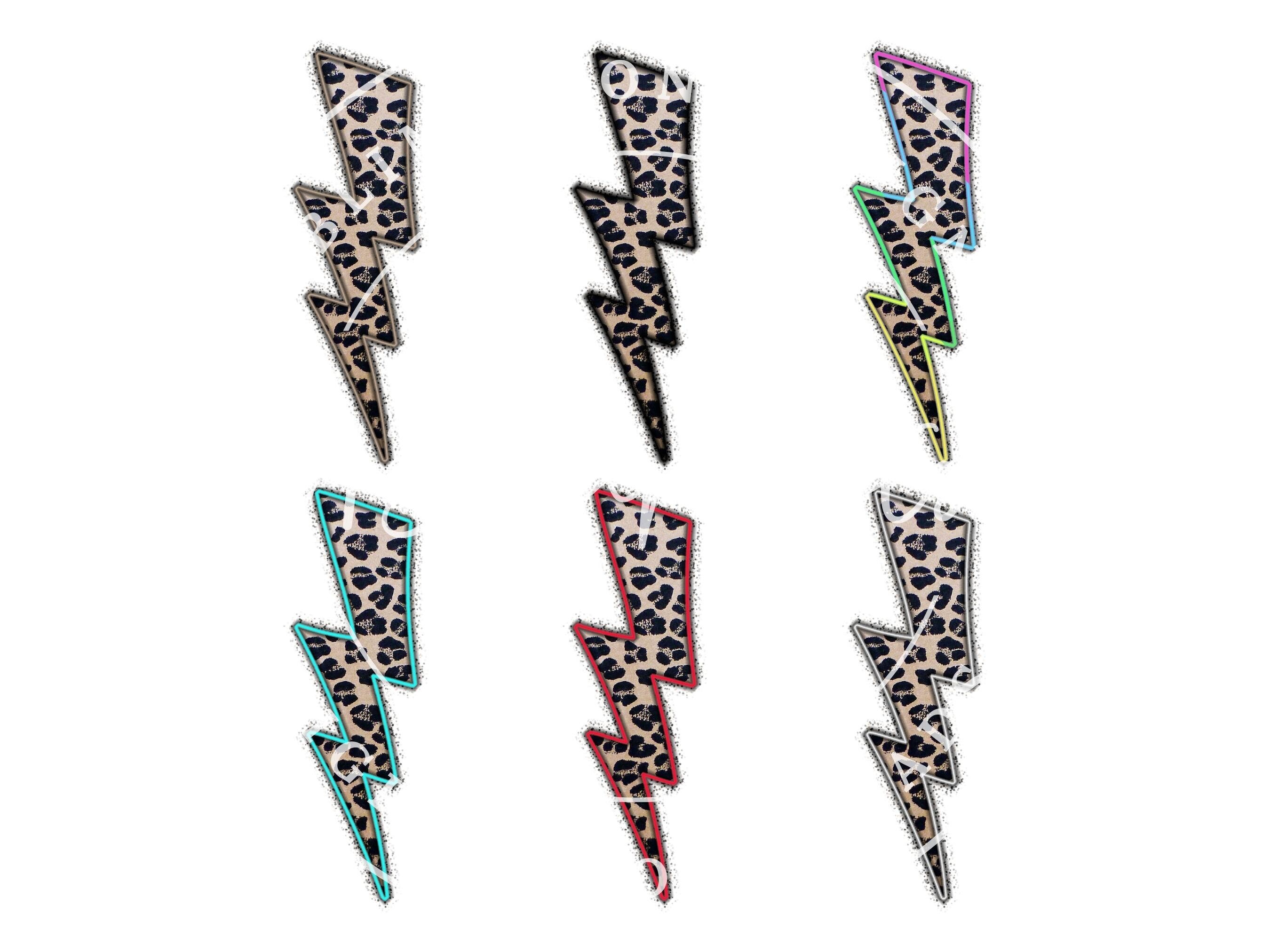 Leopard Lightning Bolt Bundle | Leopard Bolt Png | Neon Lightning Bolt ...