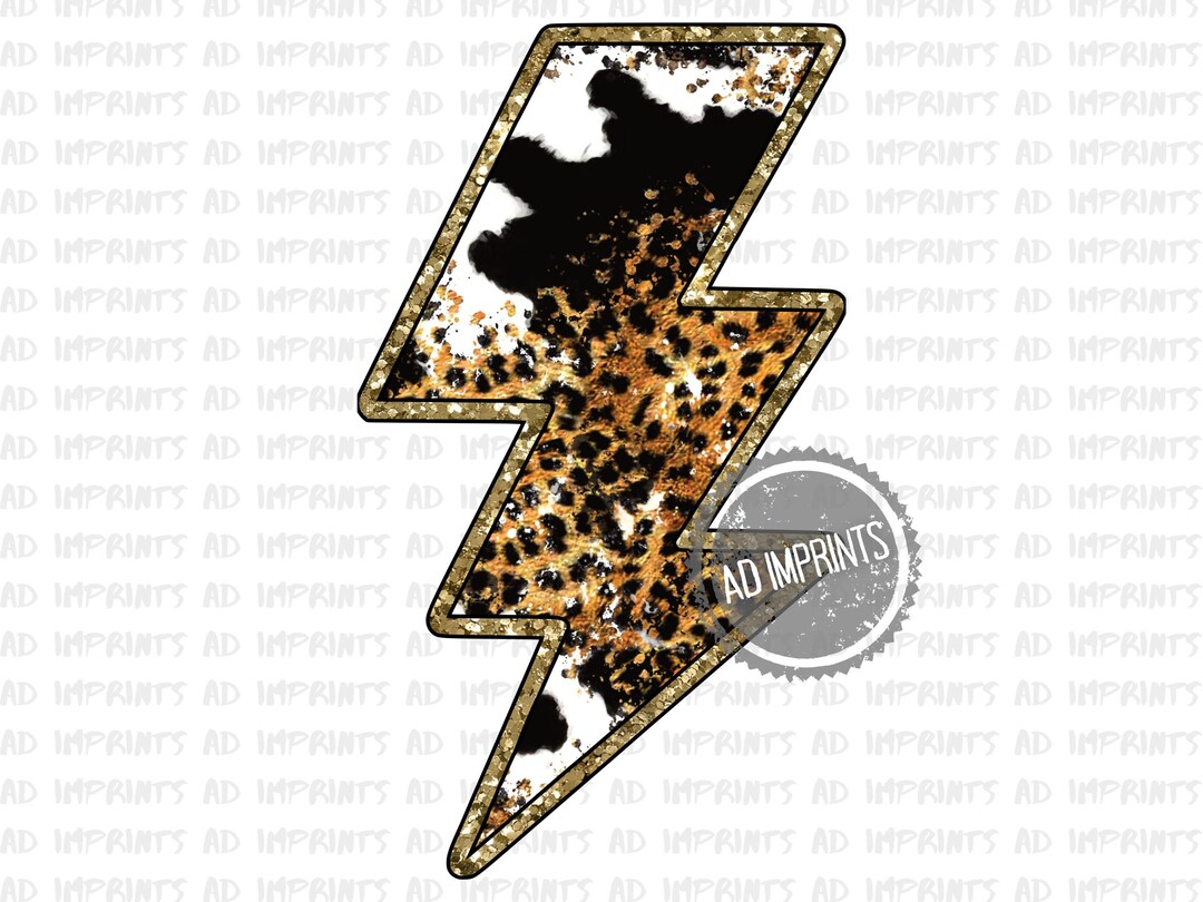 Leopard Lightning Bolt PNG Gold Glitter Lightning Bolt - Etsy