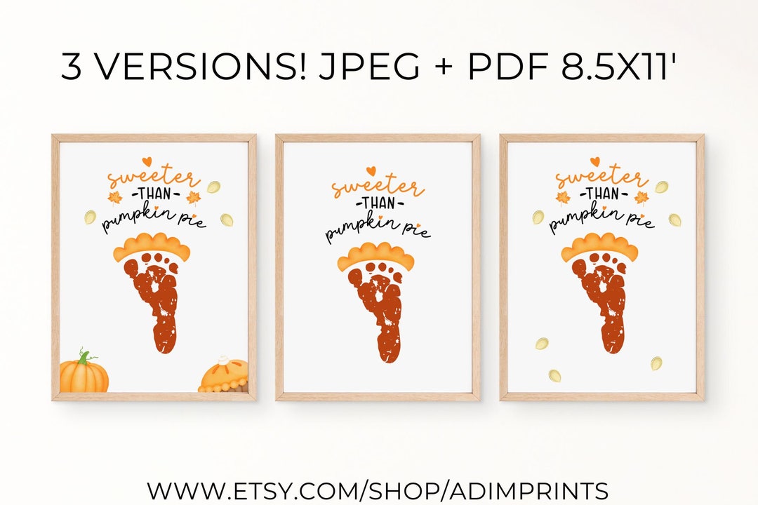 Pumpkin Pie Footprint Art Crafts Thanksgiving Fall Autumn - Etsy