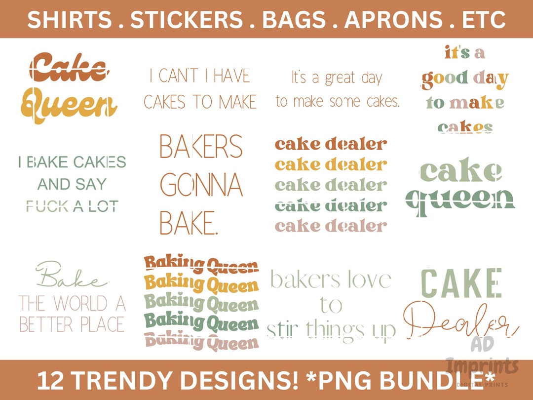 Baking PNG Bundle | Cake Maker Sublimation Design Pack | Retro Boho ...