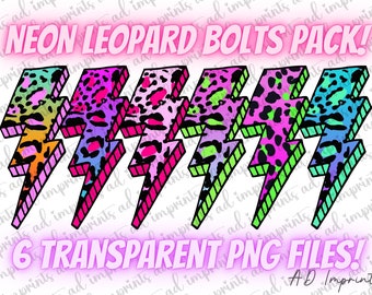 Neon Lightning Bolts Clipart - Etsy