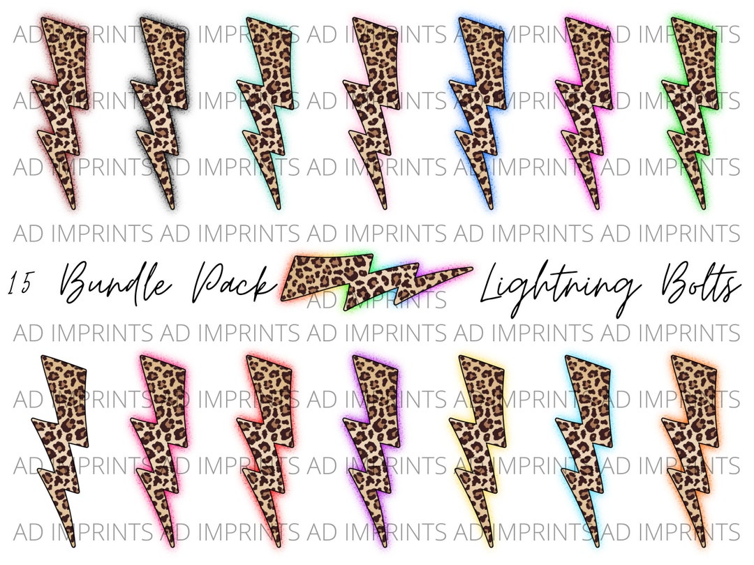 Leopard Lightning Bolt NEON Bundle | Leopard Lightning Bolt Png | Neon ...