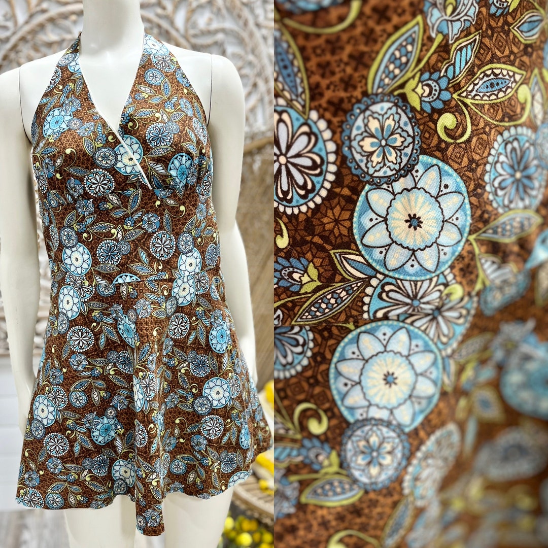 70s Vintage Floral Homemade Abstract Hippie Halter Tank Shirt L - Etsy