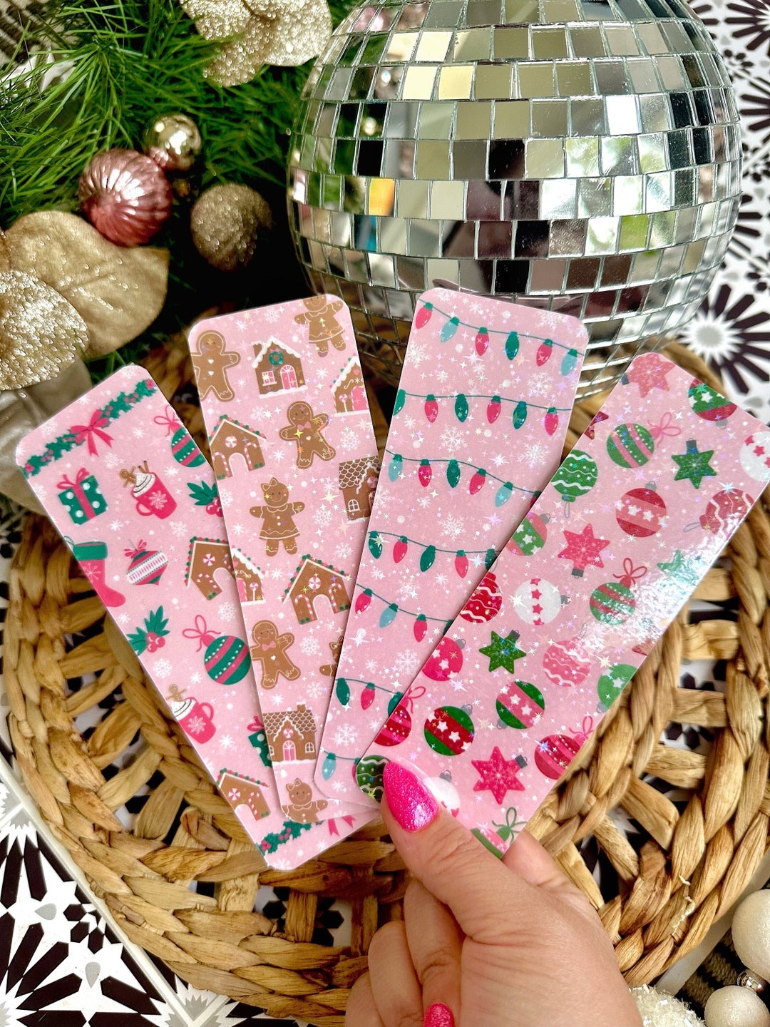 Holographic Holiday Bookmark Set Christmas Winter Gingerbread Bookmark ...