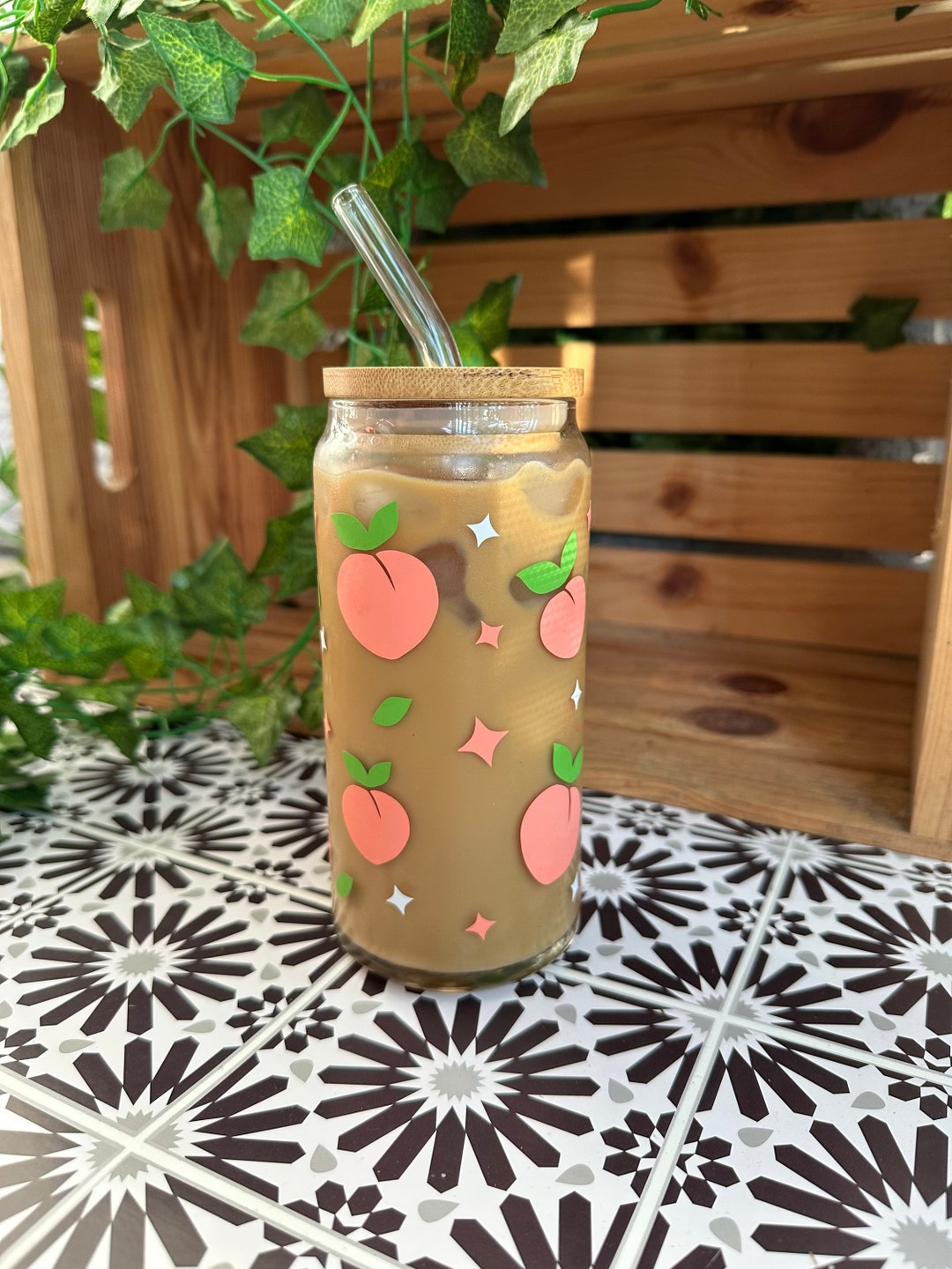 Peach Cup Iced Coffee Cup 20 Oz Can Libbey Glass Cup Peach Vinyl Fruit ...