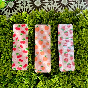 Holographic Fruit Bookmark Set | Peach Bookmark | Strawberry Bookmark ...