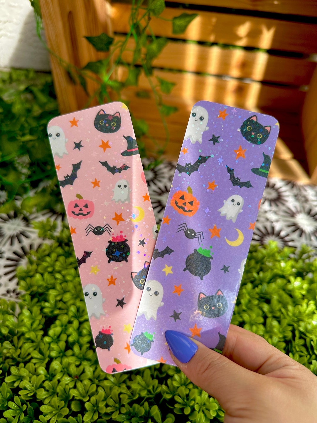 Holographic Spooky Bookmark Set | Halloween Bookmark | Sparkle Glitter ...