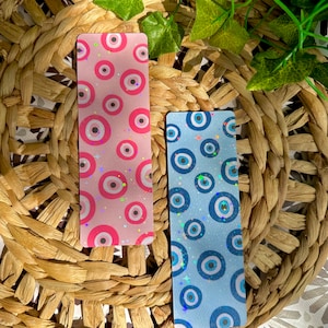 Holographic Evil Eye Bookmark Set | Pink and Blue Evil Eye Bookmarks ...