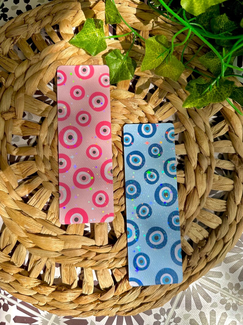 Holographic Evil Eye Bookmark Set | Pink and Blue Evil Eye Bookmarks ...