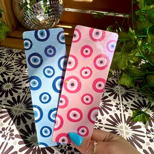 Holographic Evil Eye Bookmark Set | Pink and Blue Evil Eye Bookmarks ...